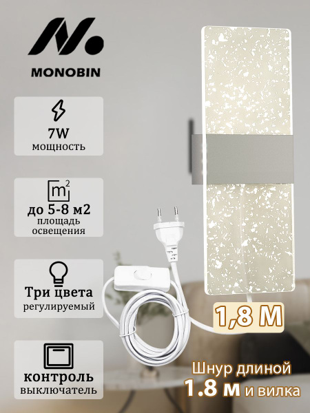 MONOBIN Настенные лампы с выключателем / прикроватный настенный ...
