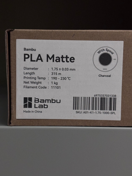 PLA Matte, Артикул: Matte Charcoal (11101), пластик на катушке. купить ...