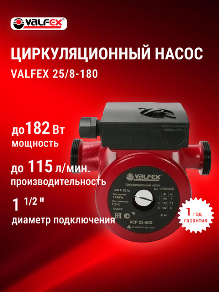 Циркуляционный насос Valfex Насос циркуляционный 25/8-180, 230 л/мин купить c доставкой на OZON ...