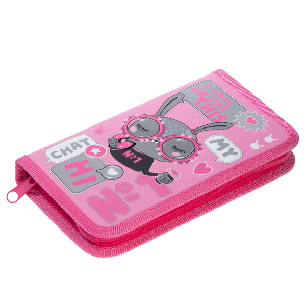 Пенал Hatber 190х115 мм, 1 отделение на молнии, матовая ламинация 3D лак -В модном чате- с ...