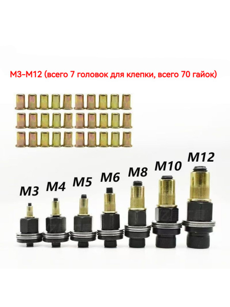 Заклепочная гайка, адаптер для дрели, инструмент, клепка, ручные резьбовые вставки заклепочников ...