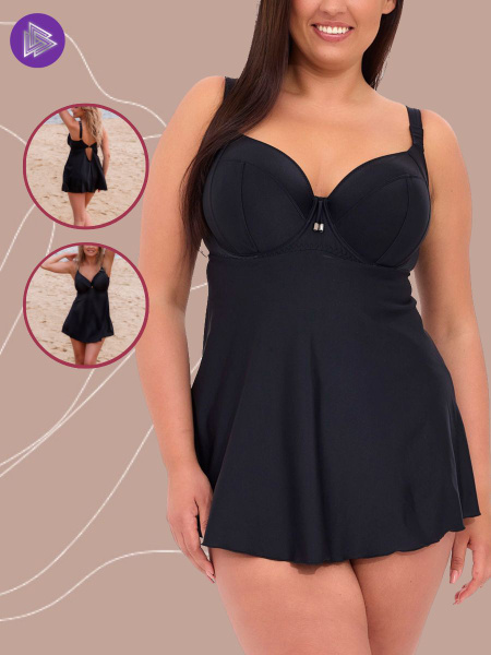 Лиф купальный Женский Akcent на косточках, топ черный, размер 75I Польша Поворотный замок ...