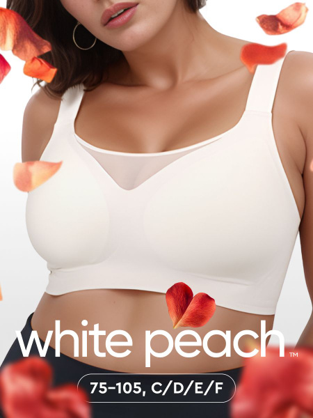 Бюстгальтер Женский white peach бесшовный, размер 80E, 80F молочный Нейлон, Спандекс Домашний ...