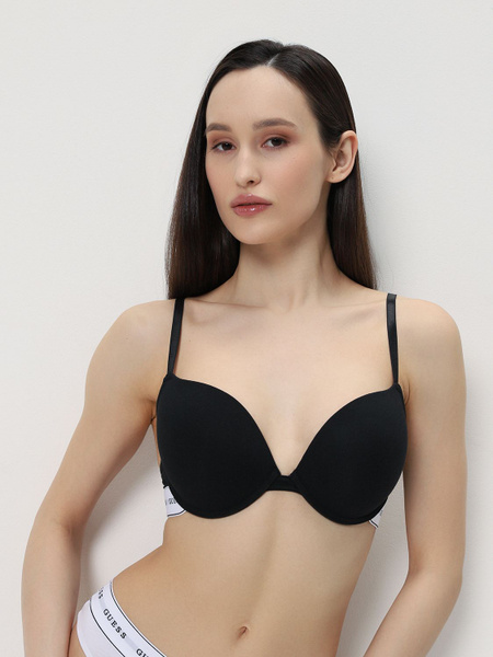 Бюстгальтер Женский GUESS пуш-ап, размер 80B черный Хлопок, Модал Повседневный Китай купить c ...