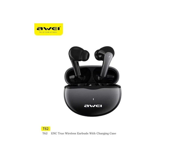 Наушники беспроводные Awei T62 ENC TWS 4 Mic купить на OZON по низкой цене (1905120015)