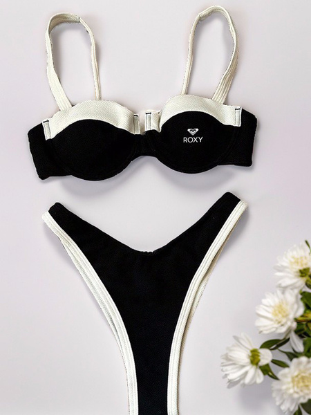 Купальник раздельный Женский Roxy черный, размер 42 Плавание Ткань купить c доставкой на OZON по ...