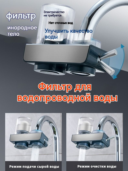 Бытовой фильтр для крана, корпус из нержавеющей стали, оснащен 8 ...