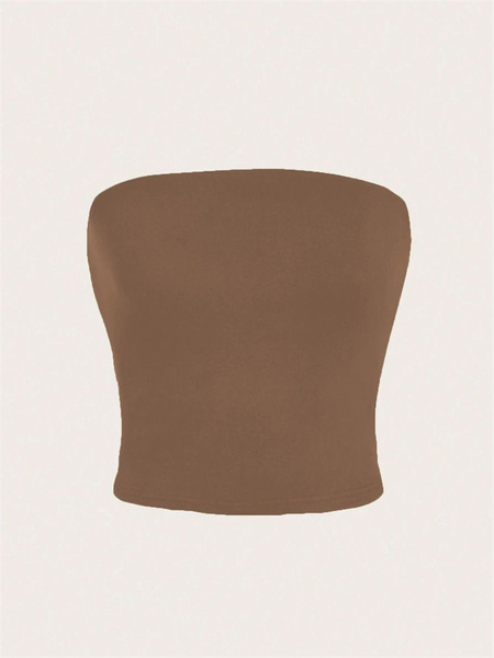 Кроп-топ Женский phumee кофейный, размер 42 Полиэфир, Спандекс Без рукавов Повседневный Открытая ...