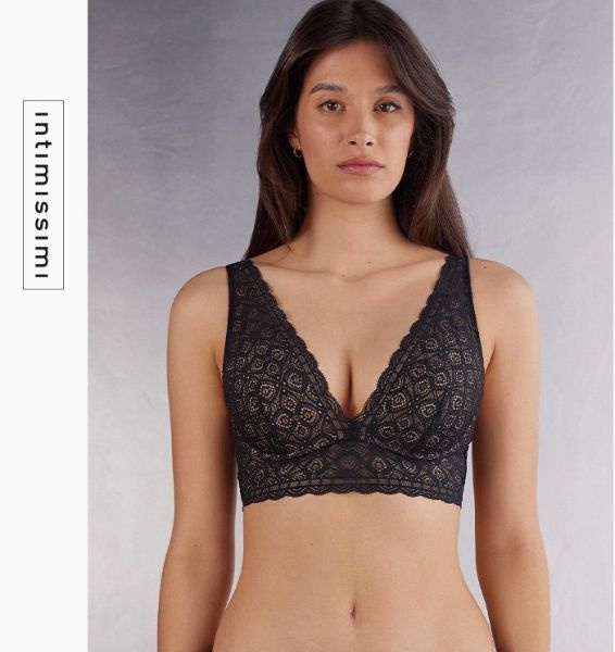 Бюстгальтер Женский Intimissimi с мягкой чашкой, размер 80B черный Фибра Повседневный Италия ...