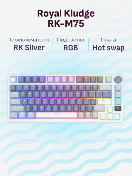 Клавиатура RK Royal Kludge RK-M75 Ocean blue RK Silver switch,Type C-C ...