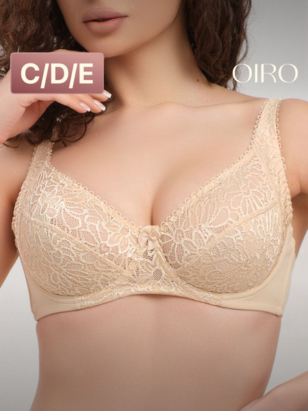 Бюстгальтер Женский OIRO мягкая чашка на каркасе, на косточках, размер 90D бежевый Полиамид ...