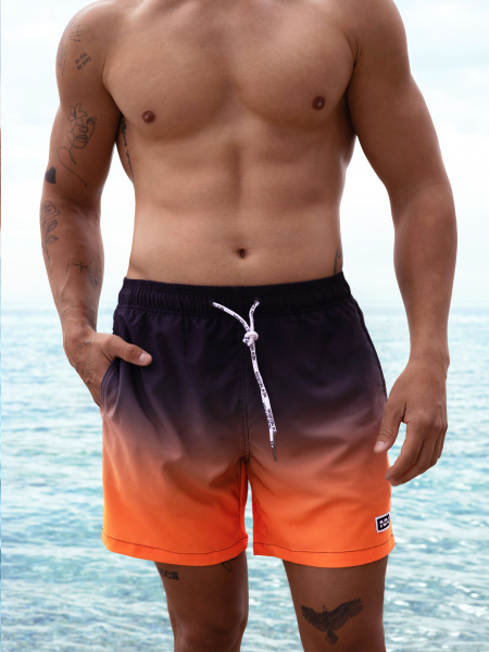 Шорты для плавания Мужской DLR&NN шорты Нейлон, Эластан черный, оранжевый, размер 56 Средняя ...