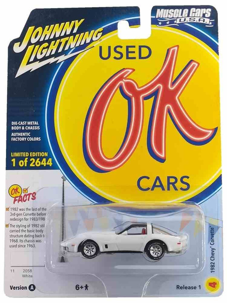 Машинка Johnny Lightning 1:64 1982 Chevrolet Corvette white Die-cast Alloy Model Collection Toy ...