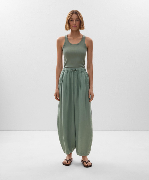 Брюки Женский Oysho зеленый Лен, размер 44, 46 На любой сезон Турция купить c доставкой на OZON ...