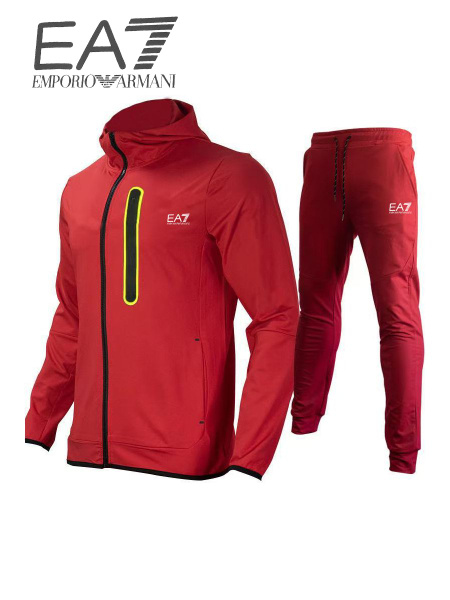 Костюм спортивный Мужской EA7 Повседневный тройка красно-оранжевый, размер 50, 52 Бифлекс Другое ...