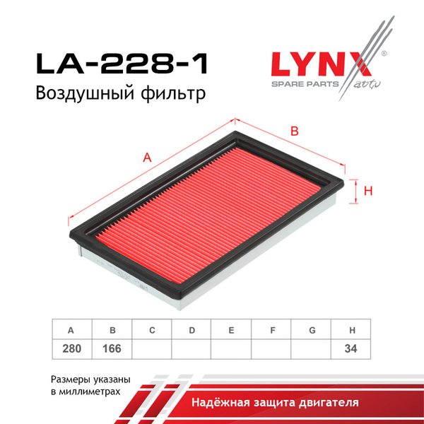 Фильтр воздушный Lynx LA-228-1 купить на OZON по низкой цене (2078798628)