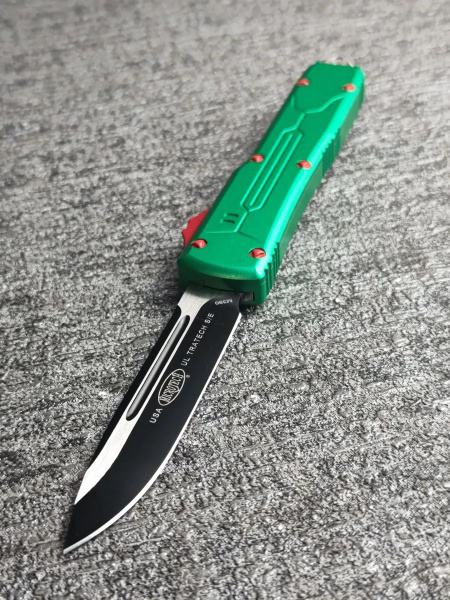 Нож фронтальный Microtech зелено-черный Drop Point купить на OZON по низкой цене (2075614072)