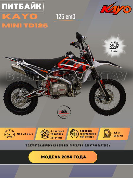 Питбайк KAYO MINI TD125 14/12 полуавтомат, эл.стартер (2024 г.) купить на OZON по низкой цене ...