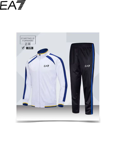 Костюм спортивный Мужской EA7 Спортивный двойка белый, размер 48, 50 Эластомультиэстер ...