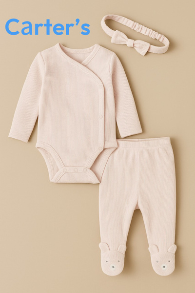 Комплект одежды Девочки Carter's Повседневный тройка розовый дым, размер 50 Хлопок, Полиэстер ...