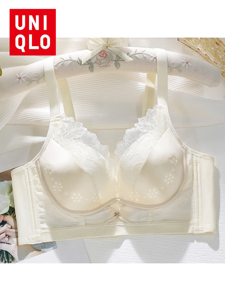 Бюстгальтер Женский Uniqlo с мягкой чашкой, размер 80B белый Политекс Домашний Пряжка Значки ...