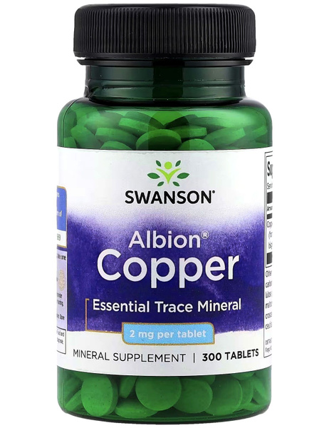 Copper Albion Chelated 2 mg 300 tab Swanson США / Медь в Хелатной форме ...