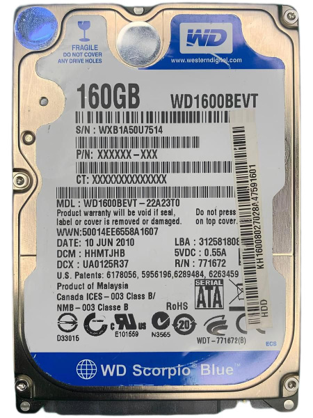 Жесткий диск HDD 160 Gb WD Western Digital HDD 160 ГБ Внутренний ...