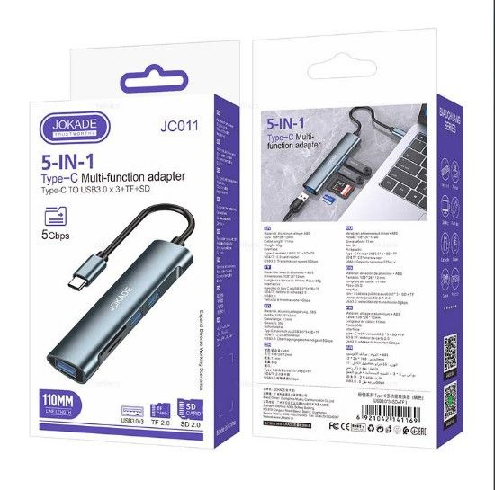 Универсальный картридер с двумя слотами Type B и SD, совместимый с Windows/Mac OS/Linux/Android ...