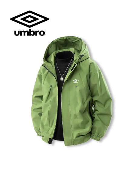 Ветровка Мужской, Женский UMBRO Карманы зеленый круглый Хлопок, размер 46, 48 Средний На любой ...