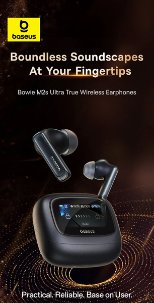 Baseus Bowie M2s Ultra TWS наушники ANC -52dB c дисплеем на чехле 0.06с задержка Bluetooth 5 ...