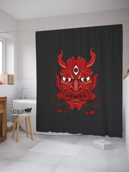 Штора для ванной 200x180 см JoyArty девочка, одержимость, цветы, аниме, украшения, девушка, змеи ...