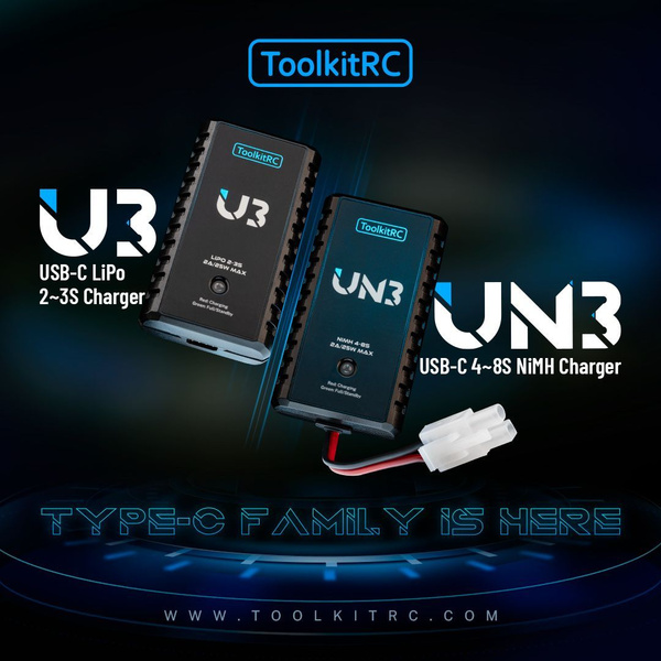 ToolkitRC U3 литиевое зарядное устройство, 2-3S/UN3, NiMH 4-8S, 2A, 25 ...