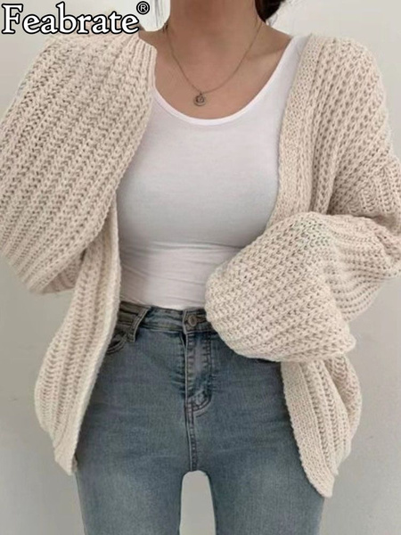 Кардиган Женский Feabrate белый Софт, размер 42, 44 Вышивка свободный Длинный Однотонный Китай ...