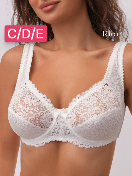 Бюстгальтер Женский Ritoleta на косточках, с мягкой чашкой, размер 100D белый Полиамид, Эластан ...
