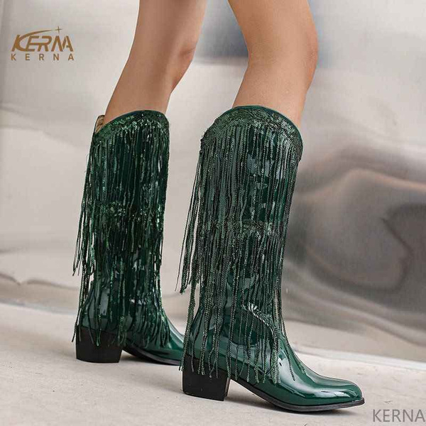 Сапоги Женский KERNA, размер 38 ярко-зеленый На любой сезон R (средняя) Стандартный низкий (до 4 ...