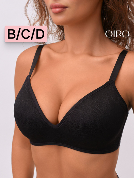 Бюстгальтер Женский OIRO, размер 95D черный Нейлон, Эластан Повседневный Китай Крючки купить c ...