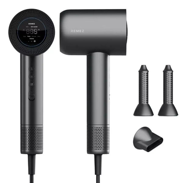 REMEZ Фен для волос Model S RMB-707 профессиональный с 3 насадками 1600 Вт, скоростей 3, кол-во ...