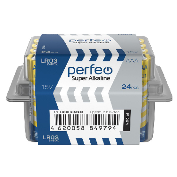 Батарейки Perfeo LR03 AAA Super Alkaline алкалиновые (щелочные) мизинчиковые, 24шт, 1.5V ...