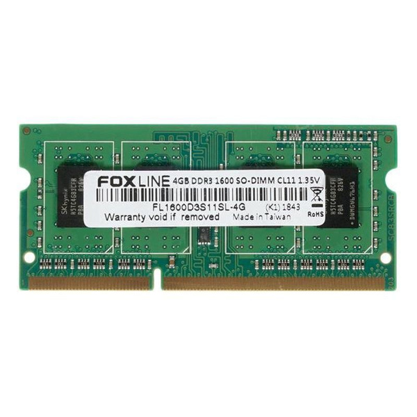 Модуль оперативной памяти Foxline 4 ГБ DDR3 PC12800 1600 MHz CL 11 ...