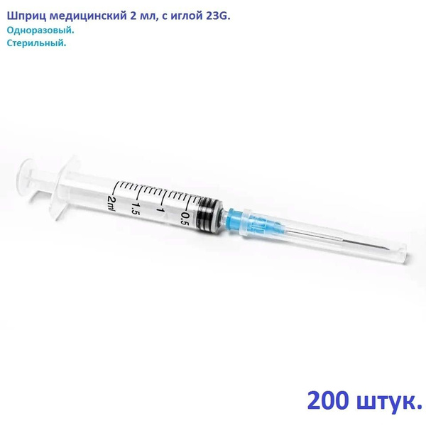 Вопросы и ответы о Шприц медицинский 2 мл, с иглой 23G, одноразовый, в ...