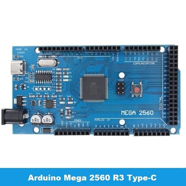 Контроллер Arduino Mega 2560 R3 разьем Type-C, CH340G/ATmega2560 (без USB провода) - купить с ...