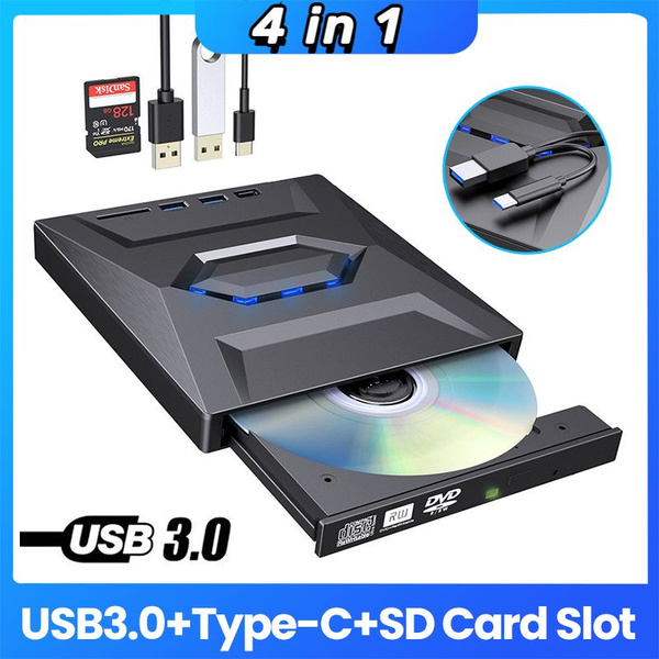 Оптический привод 4-в-1, USB 3.0, внешний компакт-диск, оптический ...