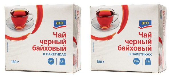aro Чай черный в пакетиках, 100 штук по 1,8 г, 2 уп - купить с ...