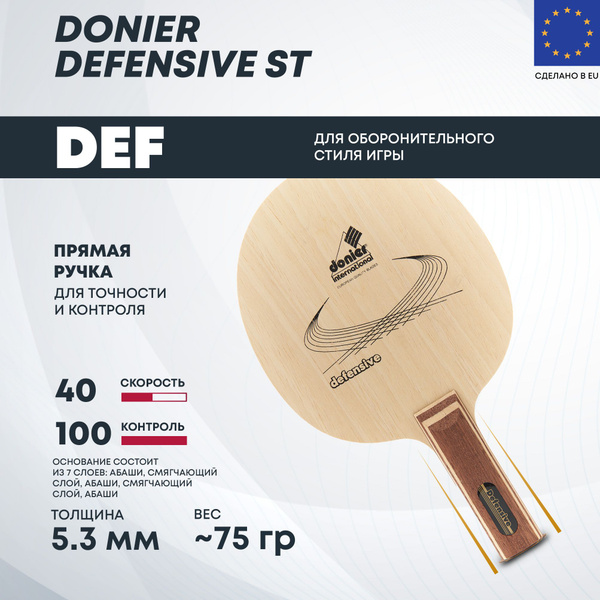 Профессиональное основание DONIER DEFENSIVE ST ракетки для настольного тенниса (прямая ручка ...