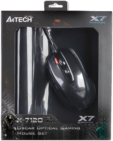 Игровая мышь проводная A4Tech X-7120 X-710BK+X7-200MP, черный - купить по выгодной цене в ...