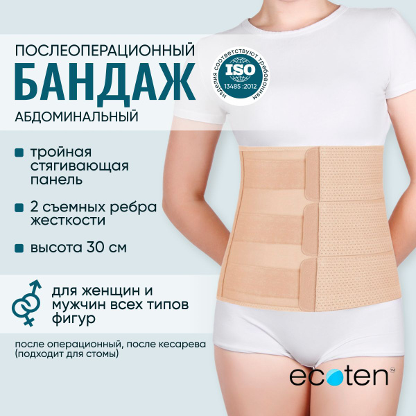Бандаж послеоперационный абдоминальный, тройная утягивающая панель ...