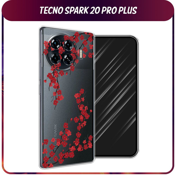Силиконовый чехол на Tecno Spark 20 Pro Plus Текно Спарк 20 Про Плюс Красная сакура