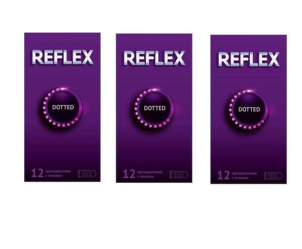 Reflex Презервативы из натурального латекса Dotted в смазке, 12 шт/уп ...