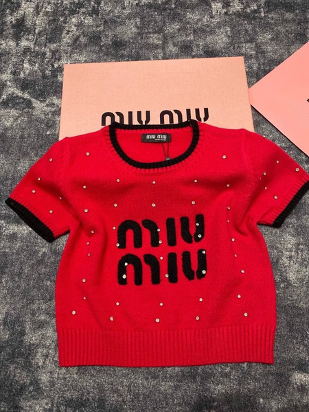 Футболка Miu Miu размер 46 цвет красный Хлопок 100 купить по выгодной цене в интернет
