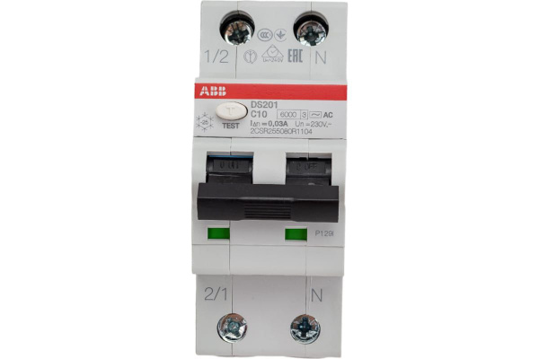 Дифавтомат ABB DS201 10А С 30мА тип АC 6кА автоматический выключатель ...